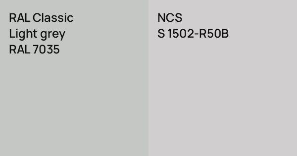 RAL Classic Light grey vs. NCS S 1502-R50B comparison