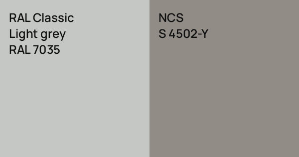 RAL Classic Light grey vs. NCS S 4502-Y comparison