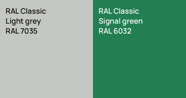 RAL Classic Light grey vs. RAL Classic Signal green comparison