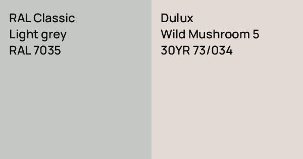 RAL Classic Light grey vs. Dulux Wild Mushroom 5 comparison