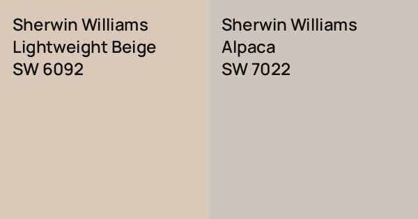 Sherwin Williams Lightweight Beige vs. Sherwin Williams Alpaca comparison