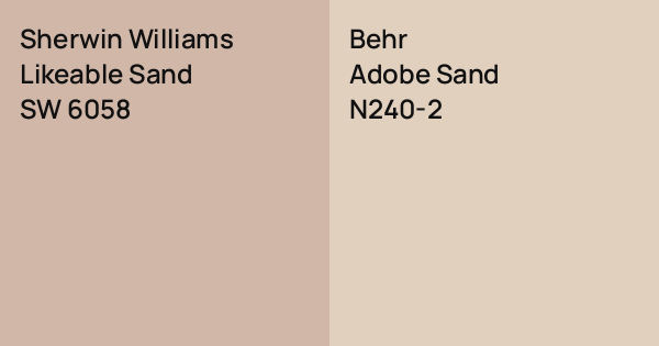 Sherwin Williams Likeable Sand vs. Behr Adobe Sand comparison