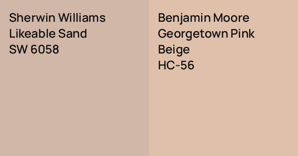 Sherwin Williams Likeable Sand vs. Benjamin Moore Georgetown Pink Beige ...