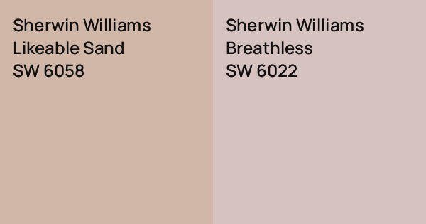 Sherwin Williams Likeable Sand vs. Sherwin Williams Breathless comparison