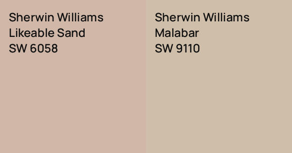 Sherwin Williams Likeable Sand vs. Sherwin Williams Malabar comparison