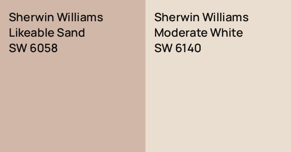 Sherwin Williams Likeable Sand vs. Sherwin Williams Moderate White ...