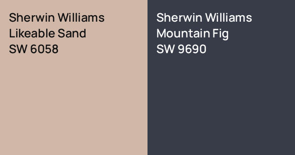Sherwin Williams Likeable Sand vs. Sherwin Williams Mountain Fig comparison