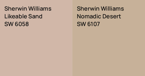 Sherwin Williams Likeable Sand vs. Sherwin Williams Nomadic Desert ...