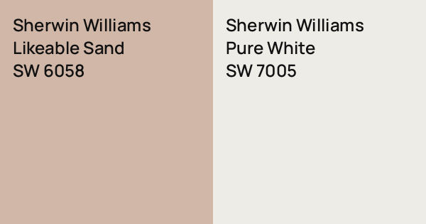 Sherwin Williams Likeable Sand vs. Sherwin Williams Pure White comparison