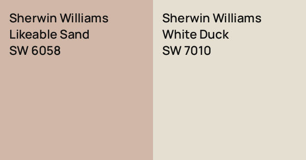 Sherwin Williams Likeable Sand vs. Sherwin Williams White Duck comparison