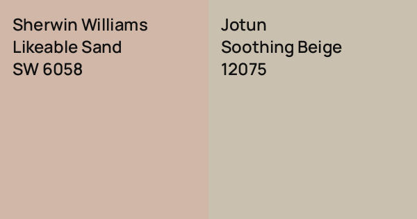 Sherwin Williams Likeable Sand vs. Jotun Soothing Beige comparison