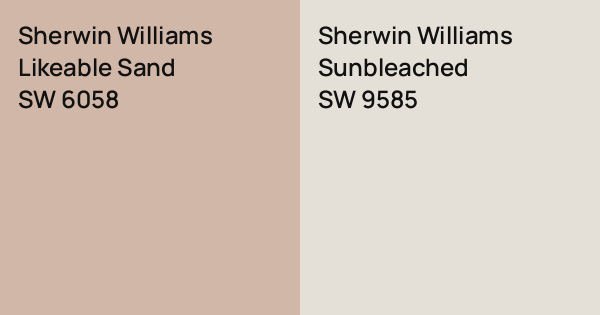 Sherwin Williams Likeable Sand vs. Sherwin Williams Sunbleached comparison