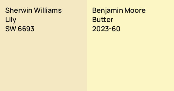Sherwin Williams Lily vs. Benjamin Moore Butter comparison