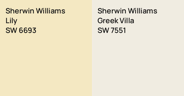 Sherwin Williams Lily vs. Sherwin Williams Greek Villa comparison