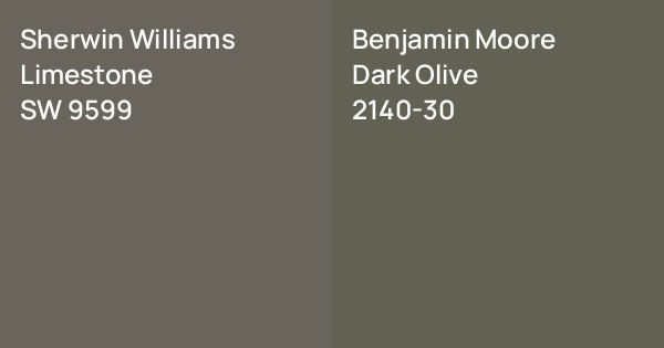 Sherwin Williams Limestone vs. Benjamin Moore Dark Olive comparison