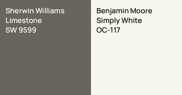 Sherwin Williams Limestone vs. Benjamin Moore Simply White comparison