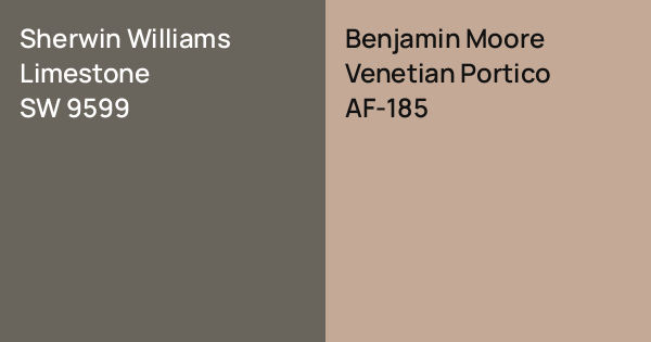 Sherwin Williams Limestone vs. Benjamin Moore Venetian Portico comparison