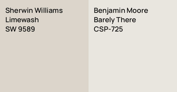Sherwin Williams Limewash vs. Benjamin Moore Barely There comparison