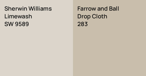 Sherwin Williams Limewash vs. Farrow and Ball Drop Cloth comparison