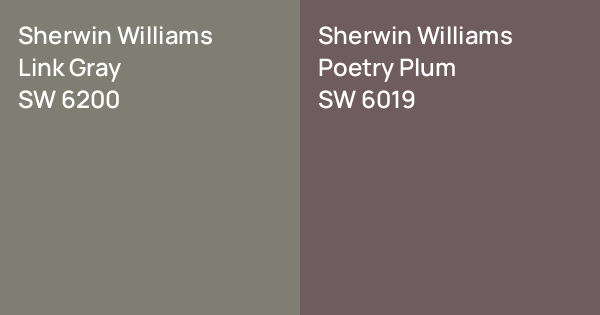 Sherwin Williams Link Gray vs. Sherwin Williams Poetry Plum comparison