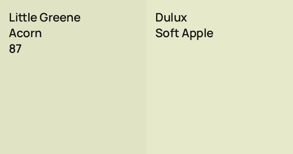 Little Greene Acorn vs. Dulux Soft Apple comparison