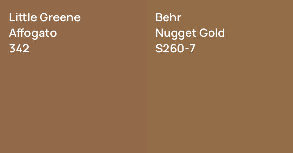 Little Greene Affogato vs. Behr Nugget Gold comparison