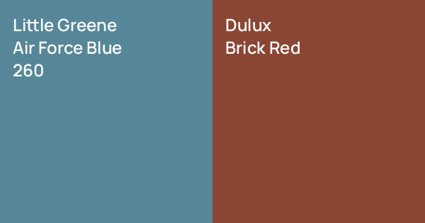 Little Greene Air Force Blue vs. Dulux Brick Red comparison
