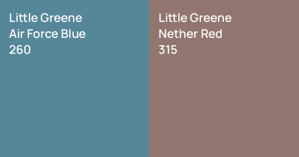 Little Greene Air Force Blue vs. Little Greene Nether Red comparison