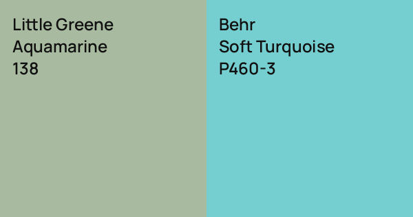 Little Greene Aquamarine vs. Behr Soft Turquoise comparison