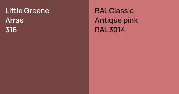Little Greene Arras vs. RAL Classic Antique pink comparison