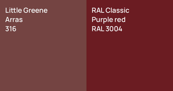 Little Greene Arras vs. RAL Classic Purple red comparison