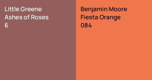 Little Greene Ashes of Roses vs. Benjamin Moore Fiesta Orange comparison