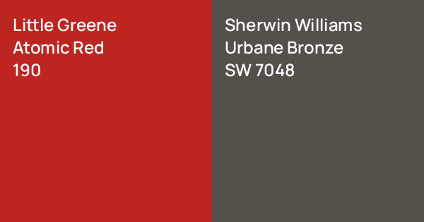 Little Greene Atomic Red vs. Sherwin Williams Urbane Bronze comparison