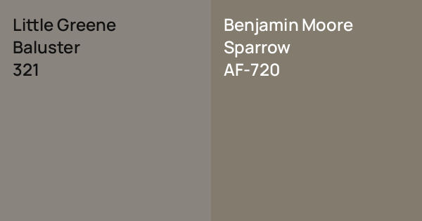 Little Greene Baluster vs. Benjamin Moore Sparrow comparison