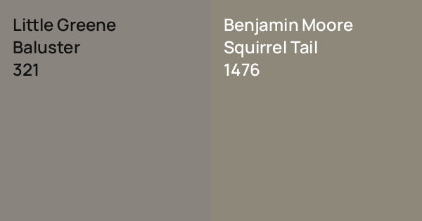 Little Greene Baluster vs. Benjamin Moore Squirrel Tail comparison