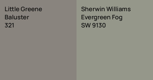 Little Greene Baluster vs. Sherwin Williams Evergreen Fog comparison