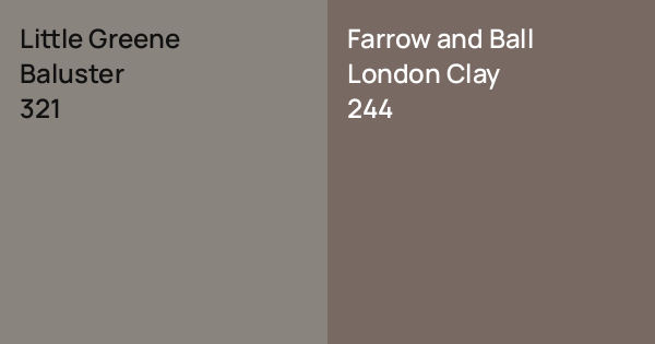 Little Greene Baluster vs. Farrow and Ball London Clay comparison