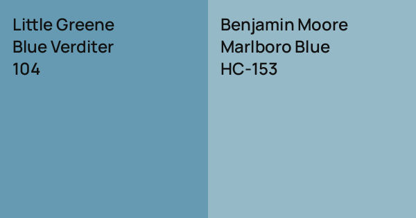 Little Greene Blue Verditer vs. Benjamin Moore Marlboro Blue comparison