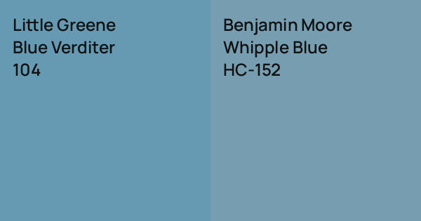Little Greene Blue Verditer vs. Benjamin Moore Whipple Blue comparison