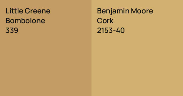 Little Greene Bombolone vs. Benjamin Moore Cork comparison