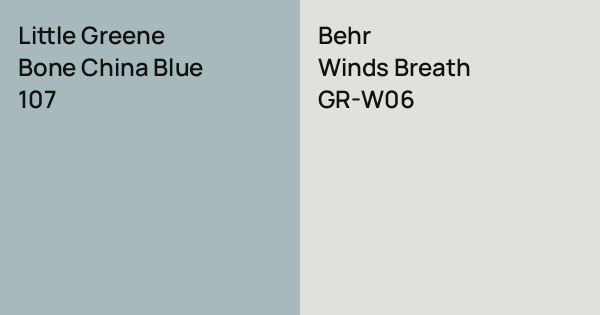 Little Greene Bone China Blue vs. Behr Winds Breath comparison