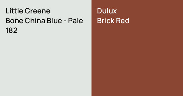 Little Greene Bone China Blue - Pale vs. Dulux Brick Red comparison
