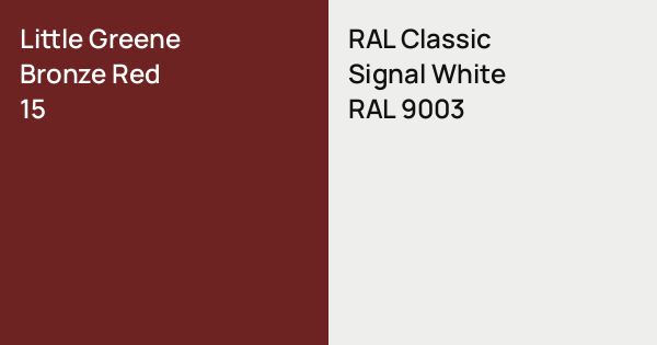 Little Greene Bronze Red vs. RAL Classic Signal White comparison