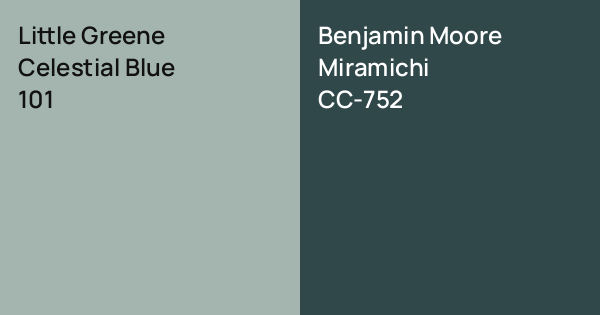 Little Greene Celestial Blue vs. Benjamin Moore Miramichi comparison