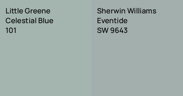 Little Greene Celestial Blue vs. Sherwin Williams Eventide comparison