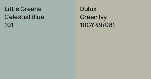 Little Greene Celestial Blue vs. Dulux Green Ivy comparison