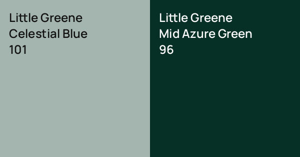 Little Greene Celestial Blue vs. Little Greene Mid Azure Green comparison