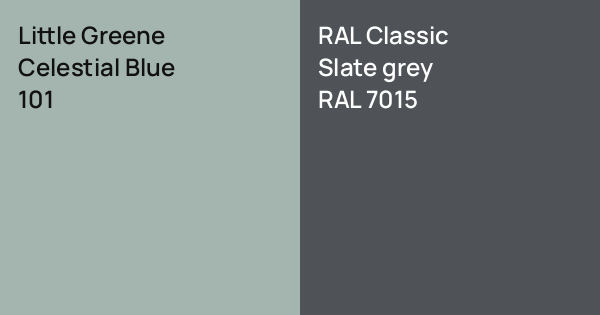 Little Greene Celestial Blue vs. RAL Classic Slate grey comparison