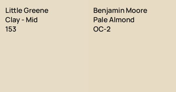 Little Greene Clay - Mid vs. Benjamin Moore Pale Almond comparison