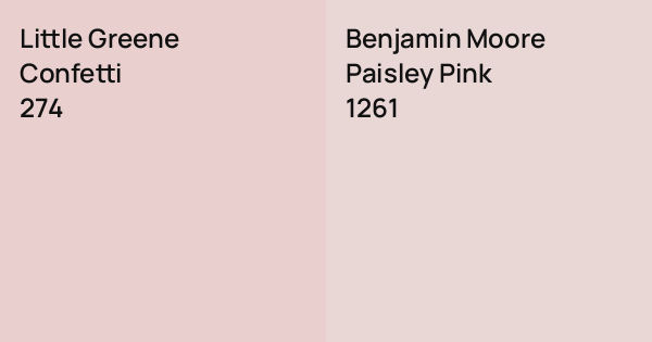 Little Greene Confetti vs. Benjamin Moore Paisley Pink comparison